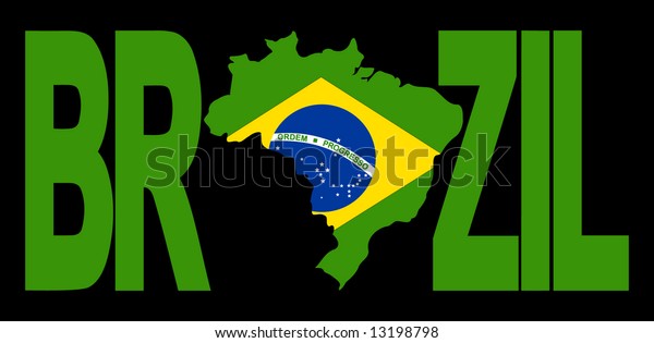 Brazil Text Map On Brazilian Flag Stock Vector (Royalty Free) 13198798