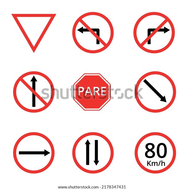 Brazilian Traffic Signs Icons Vector Illustration Stock Vector (Royalty ...