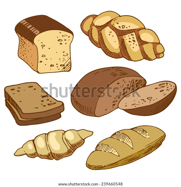 Bread Bakery Products Color Vector Illustration Stock Vector (Royalty ...