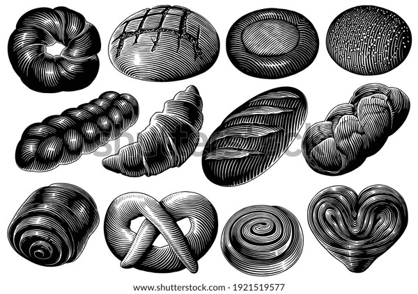 Bread Bakery Products Design Set Art Stock Vector (Royalty Free ...
