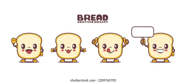 Bread Cartoon Mascot Different Expressions Food Stock Vector (Royalty ...