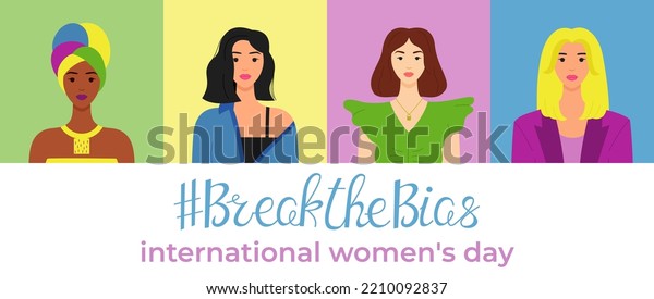 Break Bias Horizontal Poster Diverse Women Stock Vector (Royalty Free ...