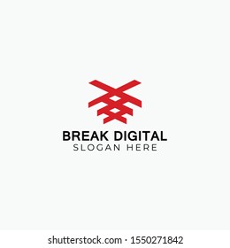 Break Digital Logo Vector Design Template Stock Vector (Royalty Free ...