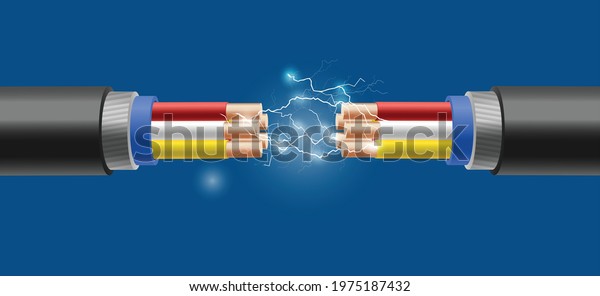 Breakage Electric Cable Short Circuit Accompanied Stock Vector (Royalty ...