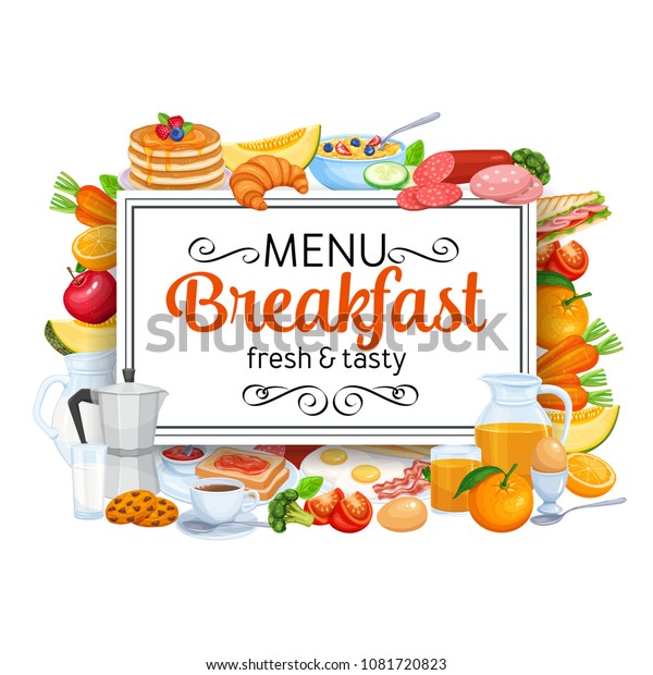 Breakfast Banner Template Menu Food Design: เวกเตอร์สต็อก (ปลอดค่า ...