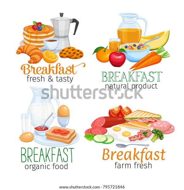 Breakfast Banners Template Food Design Vector Stock Vector (Royalty ...