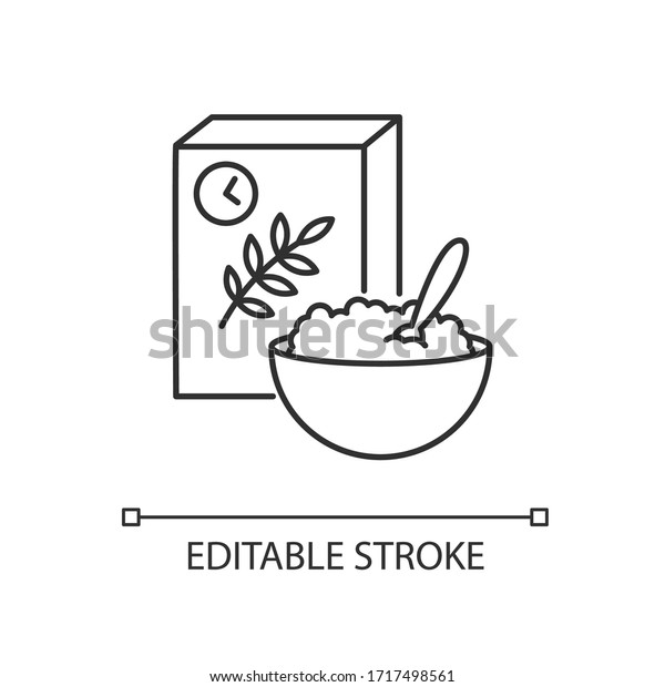 Breakfast Cereal Pixel Perfect Linear Icon Stock Vector (Royalty Free ...