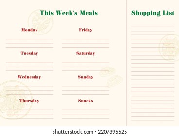 Breakfast Dinner Lunch Meals Schedule Template Stock Vector (Royalty ...
