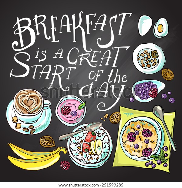 Breakfast Great Start Day Stock Vector (Royalty Free) 251599285 ...