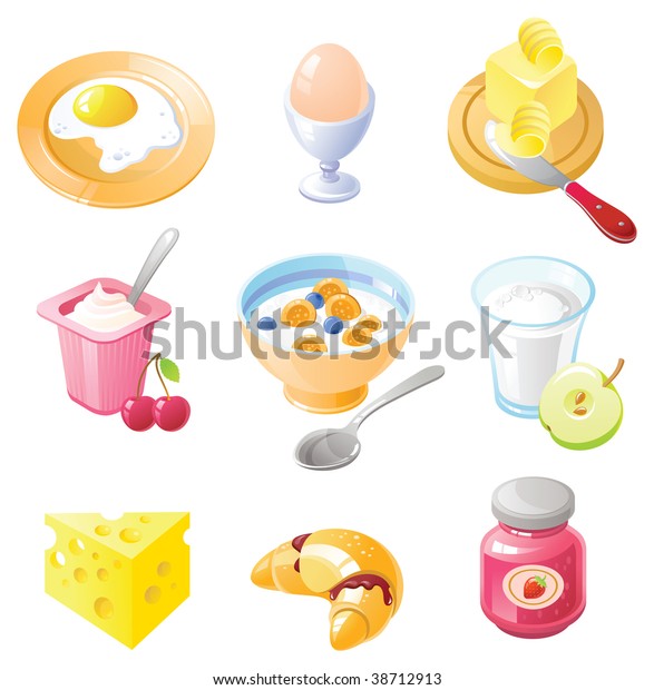 Breakfast Icon Set Set Realistic Icons Stock Vector (Royalty Free ...