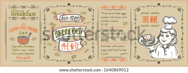 Breakfast Menu Board Graphic Chef Cook Stock Vector (Royalty Free ...