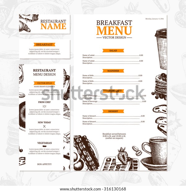 Breakfast Menu Template Cafe Restaurant Identity Stock Vector (Royalty ...