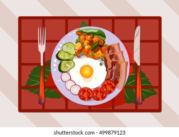 Breakfast Plate Vector Illustration Stock Vector (Royalty Free ...
