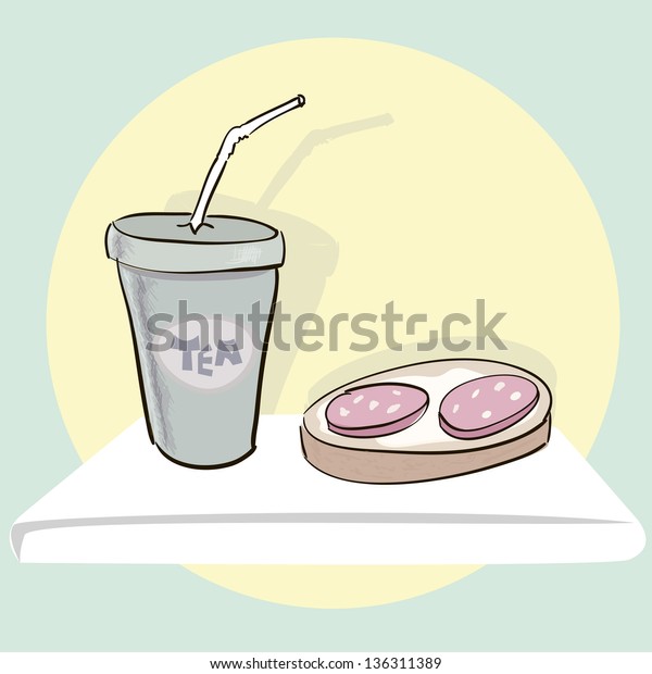 Breakfast Tea Sandwich Vector Illustration Stock Vector (Royalty Free ...