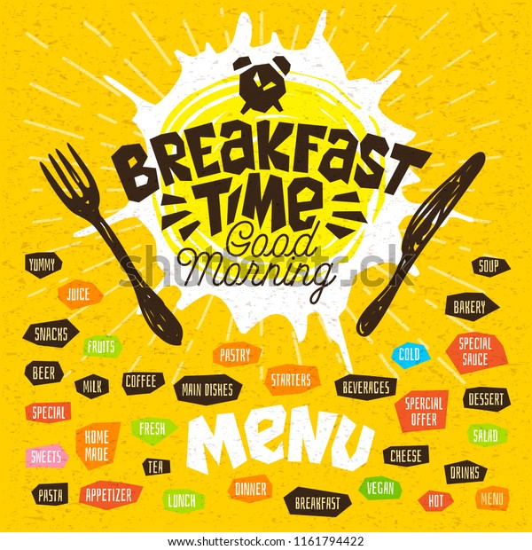 Breakfast Time Good Morning Fork Knife Stock Vector (Royalty Free ...