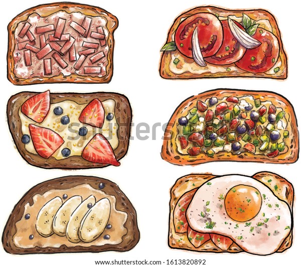 Breakfast Toast Illustration Presentation Project More Stock Vector ...