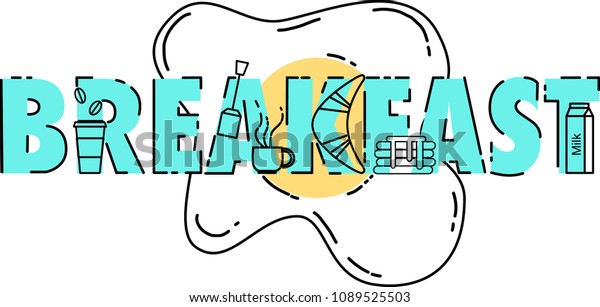 Breakfast Word Design Fried Egg Other Stock Vector (Royalty Free ...