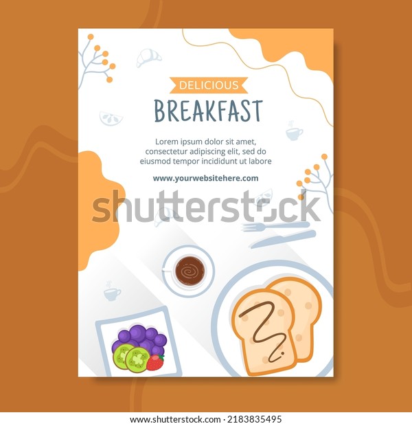 Breakfasts Poster Template Flat Cartoon Background Stock Vector ...