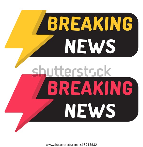Breaking News Badge Icon Flat Vector Stock Vector (Royalty Free ...