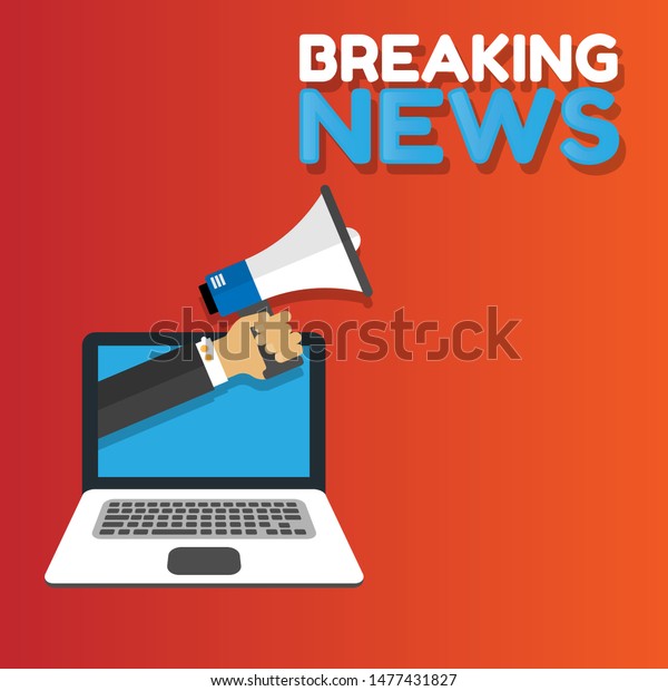 Breaking News Laptop Notebook Computer Screen Stock Vector (Royalty ...