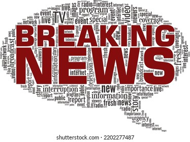 Breaking News Word Cloud Conceptual Design Stock Vector (Royalty Free ...