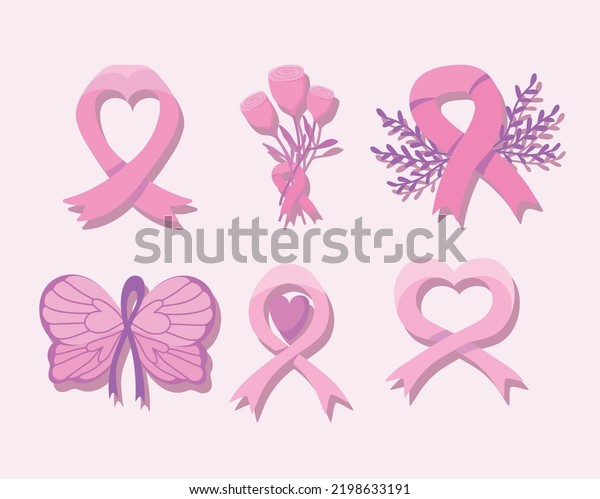 Breast Cancer Icon Set Design Stock Vector (Royalty Free) 2198633191 ...