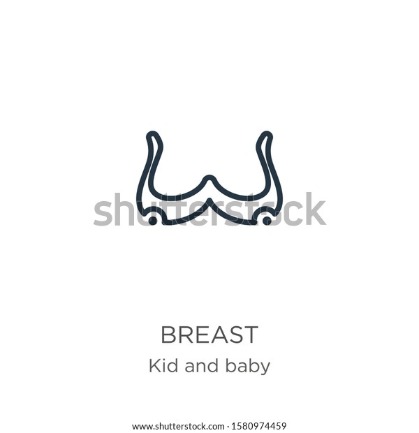 Breast Icon Thin Linear Breast Outline Stock Vector (Royalty Free ...