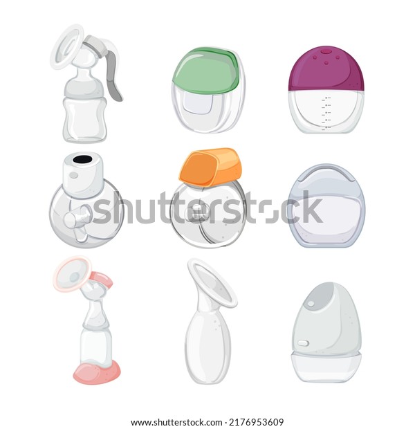 Breast Pump Set Cartoon Milk Baby Stock Vector (Royalty Free ...