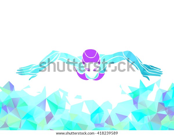 Breaststroke Swimmer Female Silhouette Sport Swimming Stock Vector