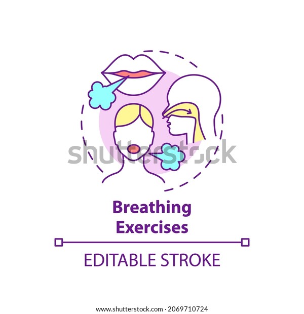 Breathing Exercises Concept Icon Respiratory Rehabilitation Stock ...