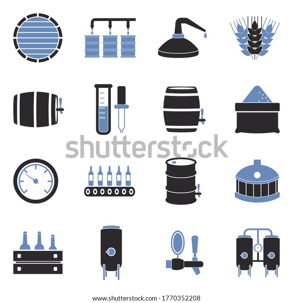 Brewing Distilling Icons Two Tone Flat Stock Vector (Royalty Free ...
