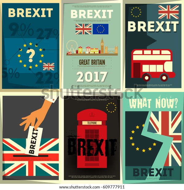 Brexit Posters Set Britain Exit European Stock Vector (Royalty Free ...