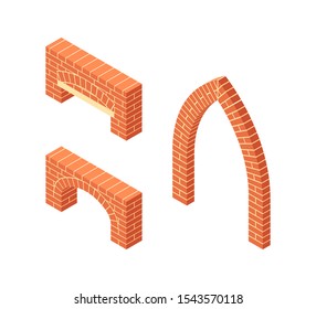 Brick Arches Set Masonry Isometric Icons Stock Vector (Royalty Free ...