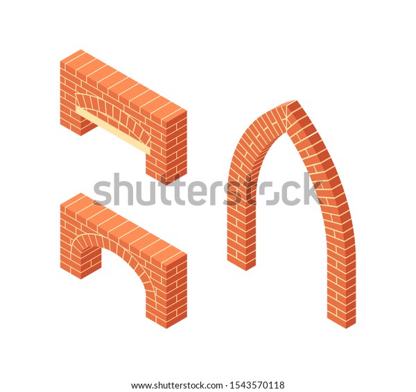 Brick Arches Set Masonry Isometric Icons Stock Vector (Royalty Free ...