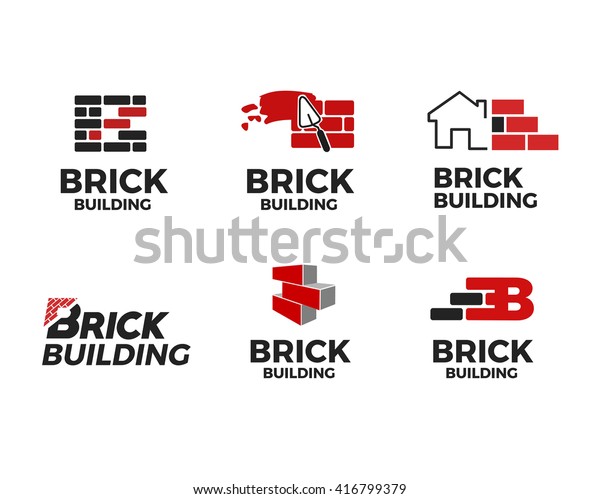 Plantillas de diseño de logotipos de construcción en ladrillo