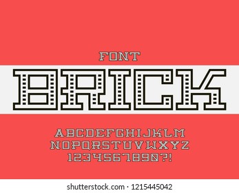 Brick Font Vector Alphabet Letters Numbers 스톡 벡터(로열티 프리) 1215445042 ...