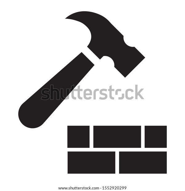 Brick Hammer Masonary Tool Vector Icon Stock Vector (Royalty Free ...