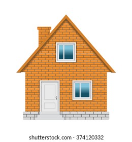 Brick House On White Background Vector Stock Vector (Royalty Free ...
