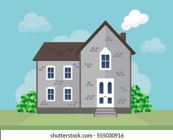Brick House Vector Illustration Stock Vector (Royalty Free) 555030916 ...