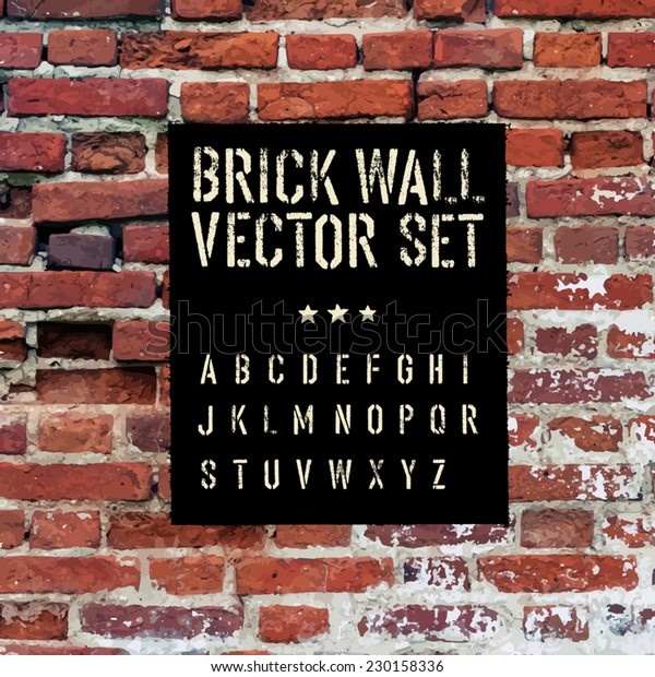 Brick Traced Texture Stencil Alphabet Grunge Stock Vector (Royalty Free ...