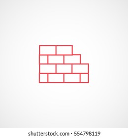 Brick Wall Line Icon On Red Stock Vector (Royalty Free) 540165019