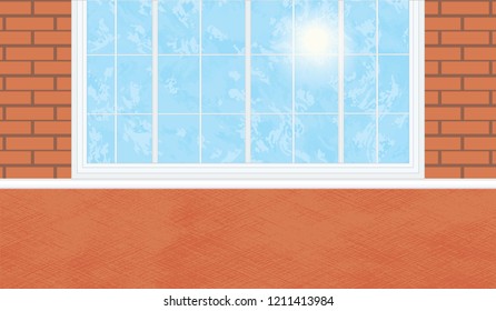 Brick Wall Window View Sky Clouds Stock Vector (Royalty Free ...