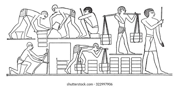 Brickmaking Vintage Engraved Illustration Stock Vector (Royalty Free ...