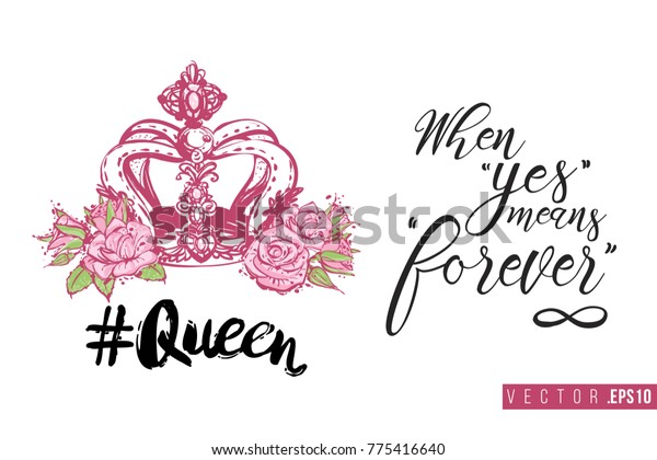 Bridal Greeting Card Queen Crown Text 스톡 벡터(로열티 프리) 775416640 ...