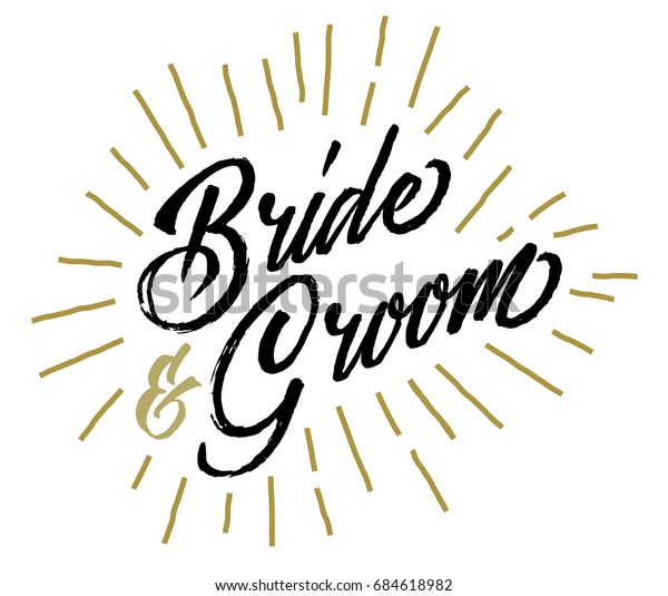 Bride Groom Wedding Typography Gold Black Stock Vector (Royalty Free ...