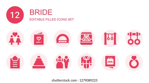 Bride Icon Set Collection 12 Filled Stock Vector (Royalty Free ...