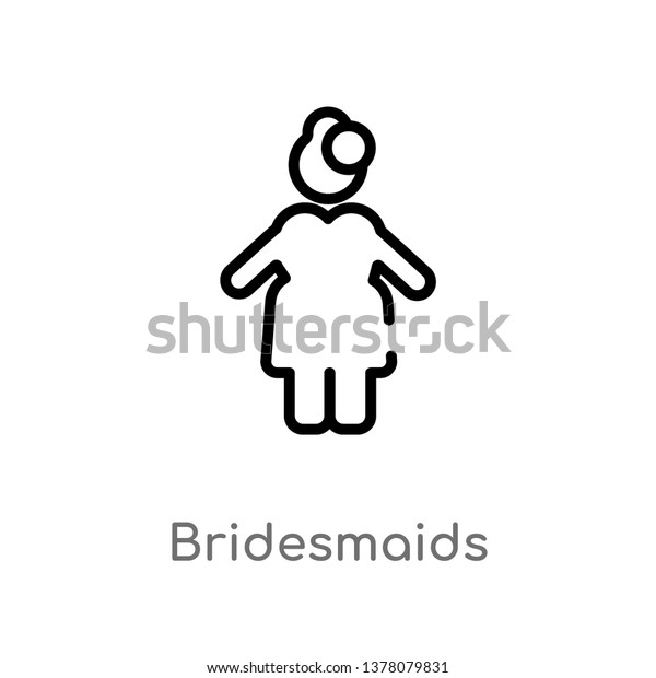 Bridesmaids Vector Line Icon Simple Element Stock Vector (Royalty Free ...