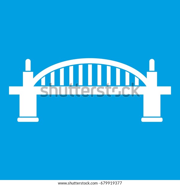 Bridge Icon White Isolated On Blue Stock Vector (Royalty Free ...