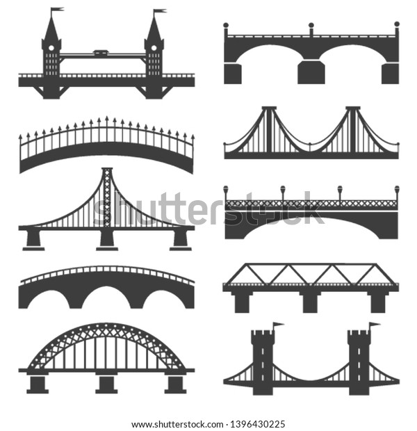 Bridge Icons Bridges Vector Silhouettes Pillars Stock Vector (Royalty ...