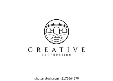 Bridge River Logo Line Design Style Stock Vector (Royalty Free ...